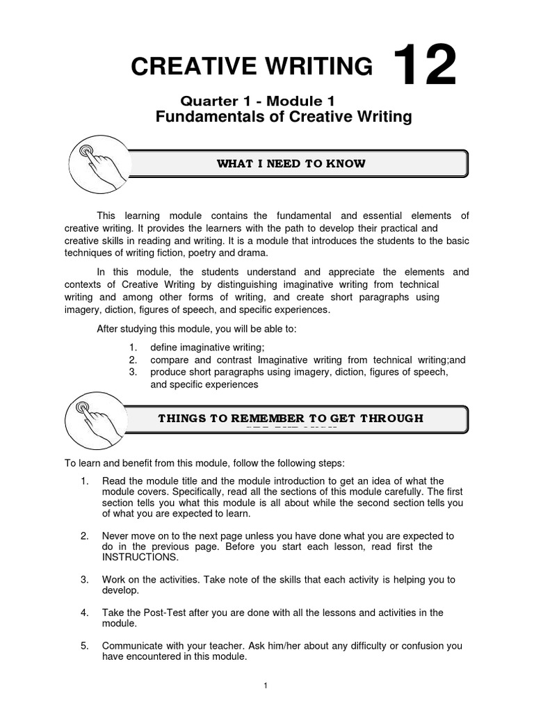 Creative Writing Module 1 | PDF | Narrative | Writers
