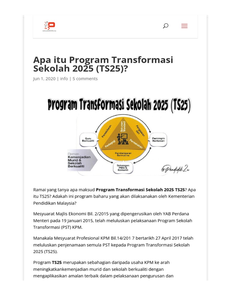 Apa Itu Program Transformasi Sekolah 2025 (TS25) ? - Pendidik2u | PDF