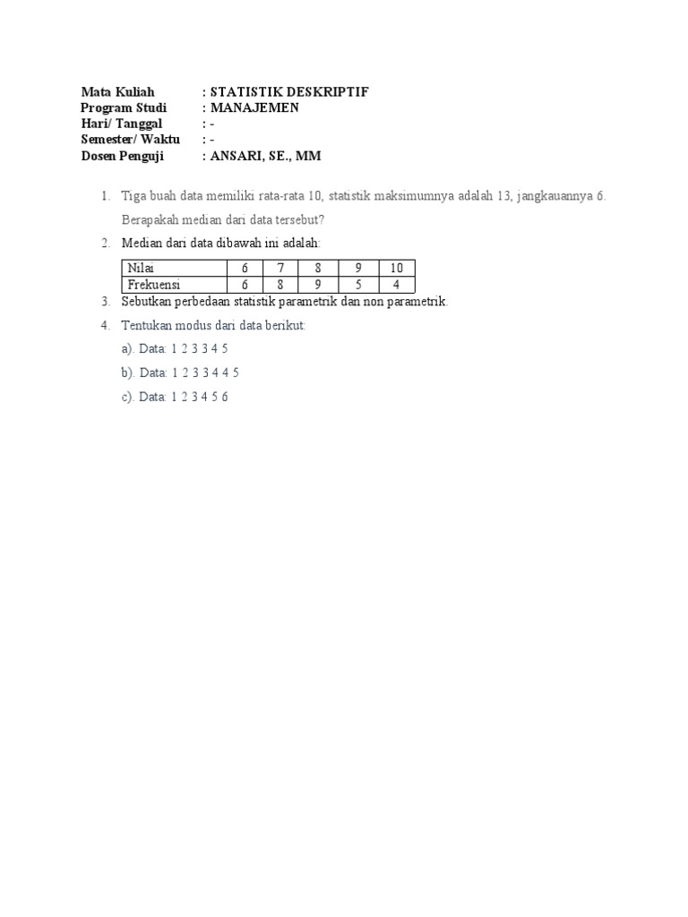 Uas Statistik Deskriptif | PDF