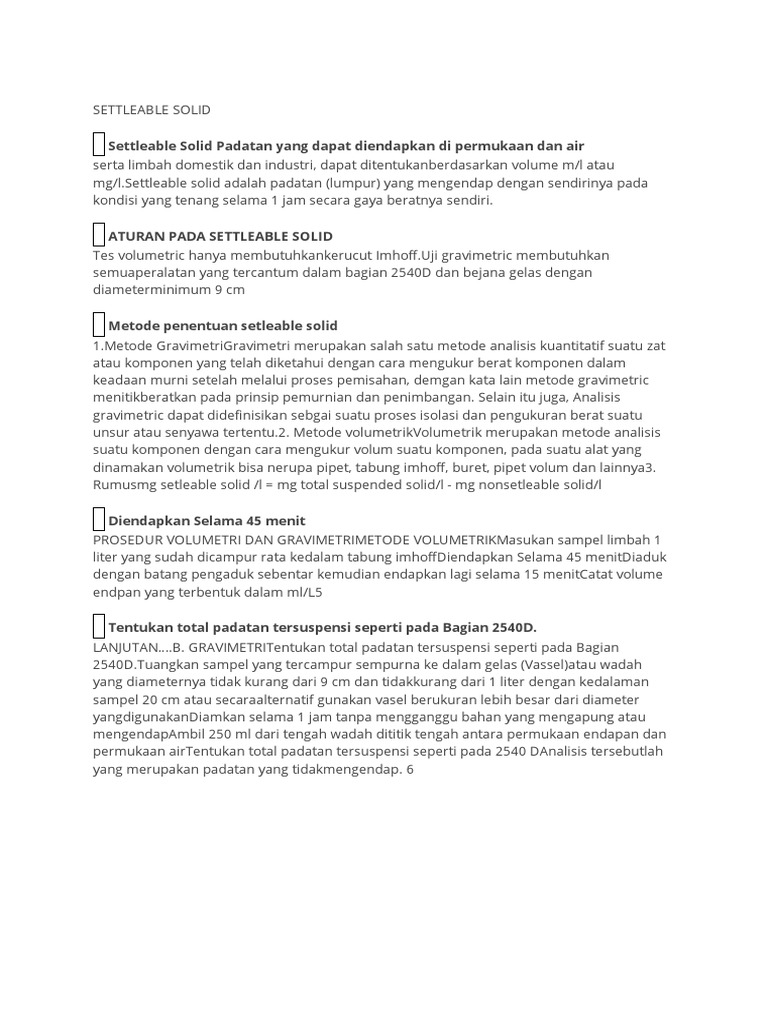 Settleable Solid | PDF