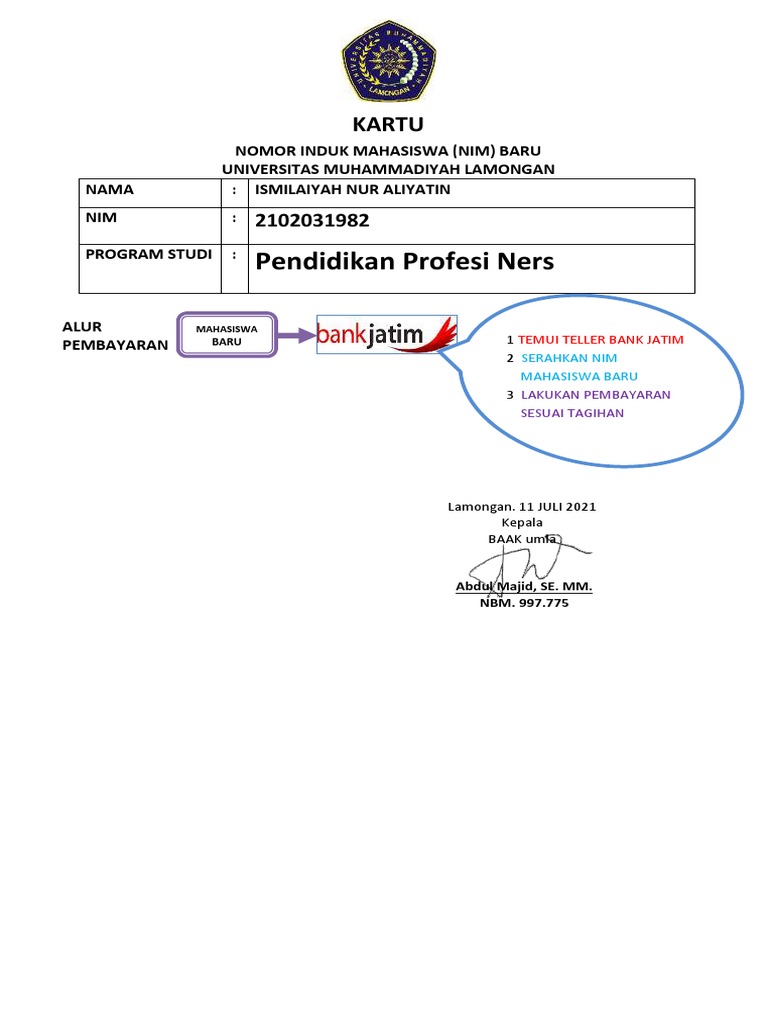 Kartu Nim Ners 2021 | PDF