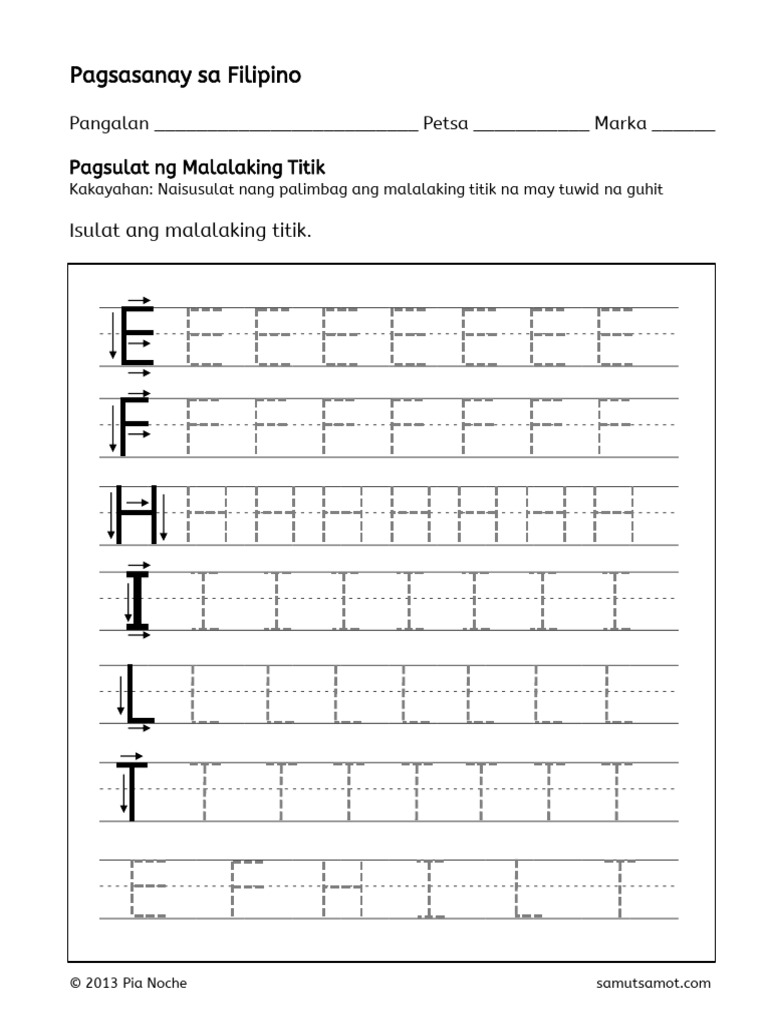 Pagsulat NG Malalaking Titik - 1 To 5 1 | PDF