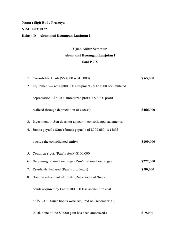 Sigit Budy Prasetya - F0319132 - UAS AKL Soal 1 | PDF