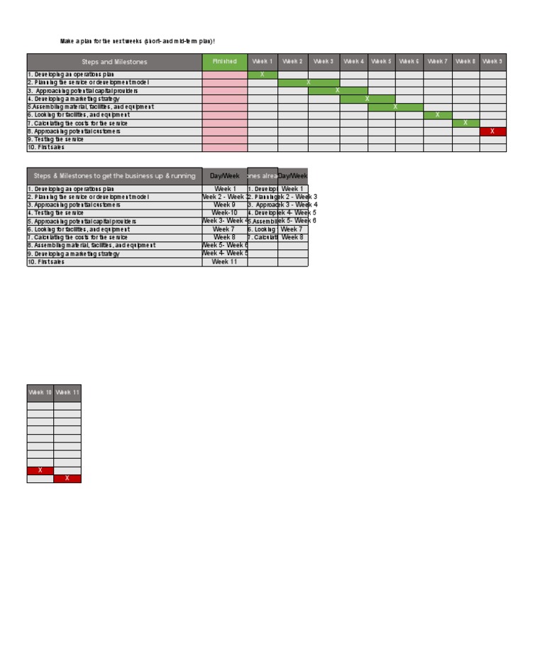 Steps and Milestones: Finished Week 1 Week 2 Week 3 Week 4 Week 5 Week ...