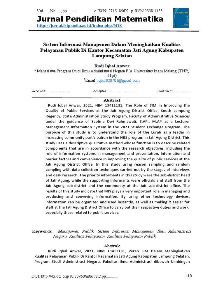 Jurnal Pendidikan Matematika | PDF | Science And Technology