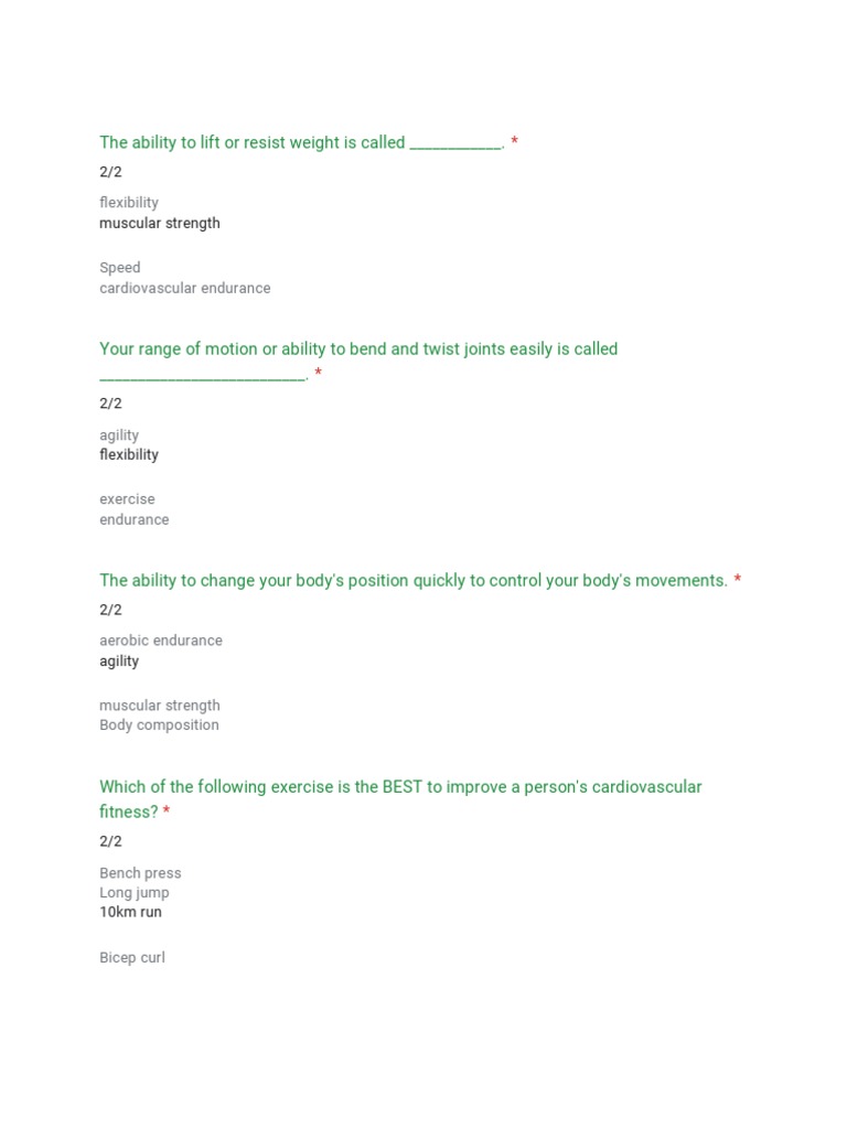 Quiz 3 | PDF | Strength Training | Physical Fitness