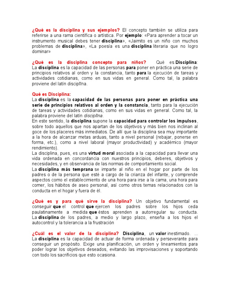 Qué Es La Disciplina y Sus Ejemplos | PDF | Disciplinas | Felicidad