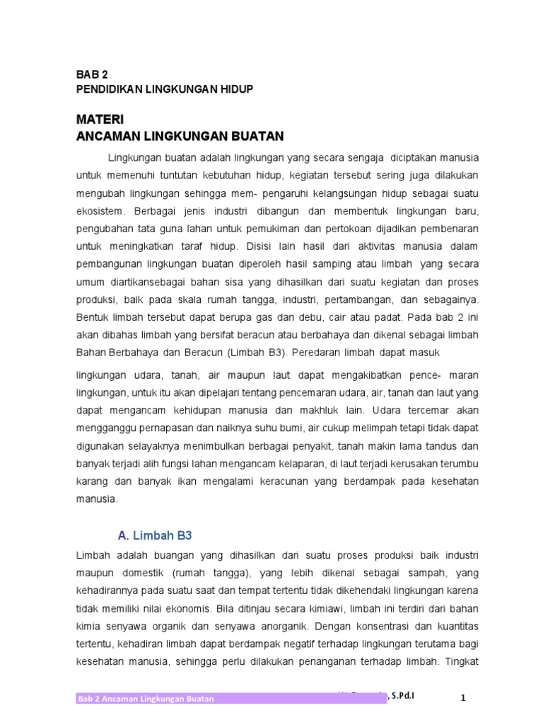 Materi PLH Kelas XI Bab2 Ancaman Lingkungan Buatan | PDF