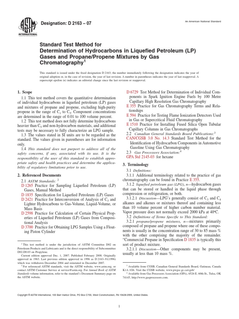 Determination of Hydrocarbons in Liquefied Petroleum (LP) Gases and ...