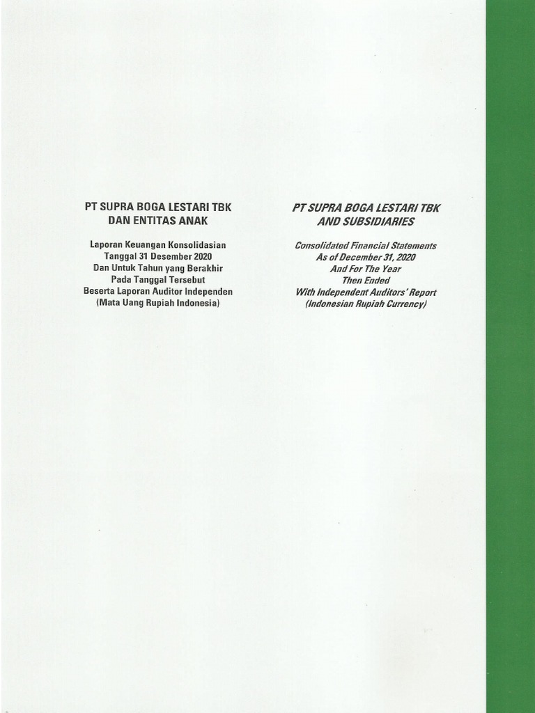 Report PT SBL and Subsidiaries Dec 31 2020 | PDF | Audit | Internal Control