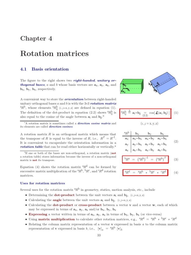 Rotation Matrices: 4.1 Basis Orientation | PDF | Matrix (Mathematics ...