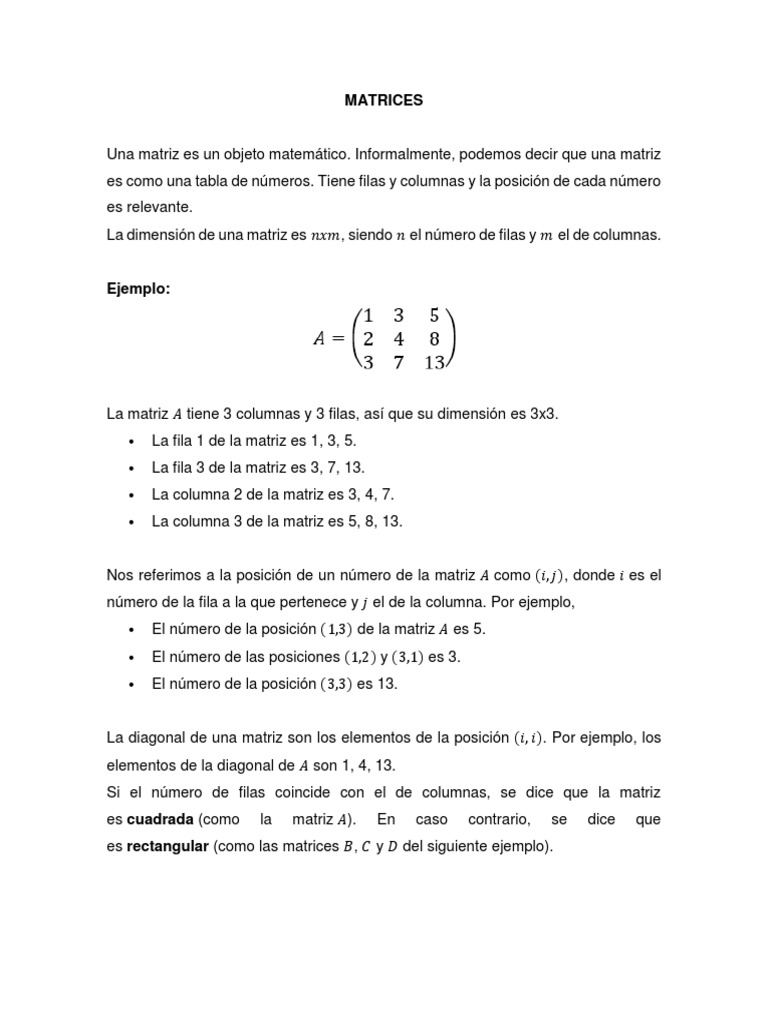 Matriz 1 | PDF | Matriz (Matemáticas) | Exponenciación