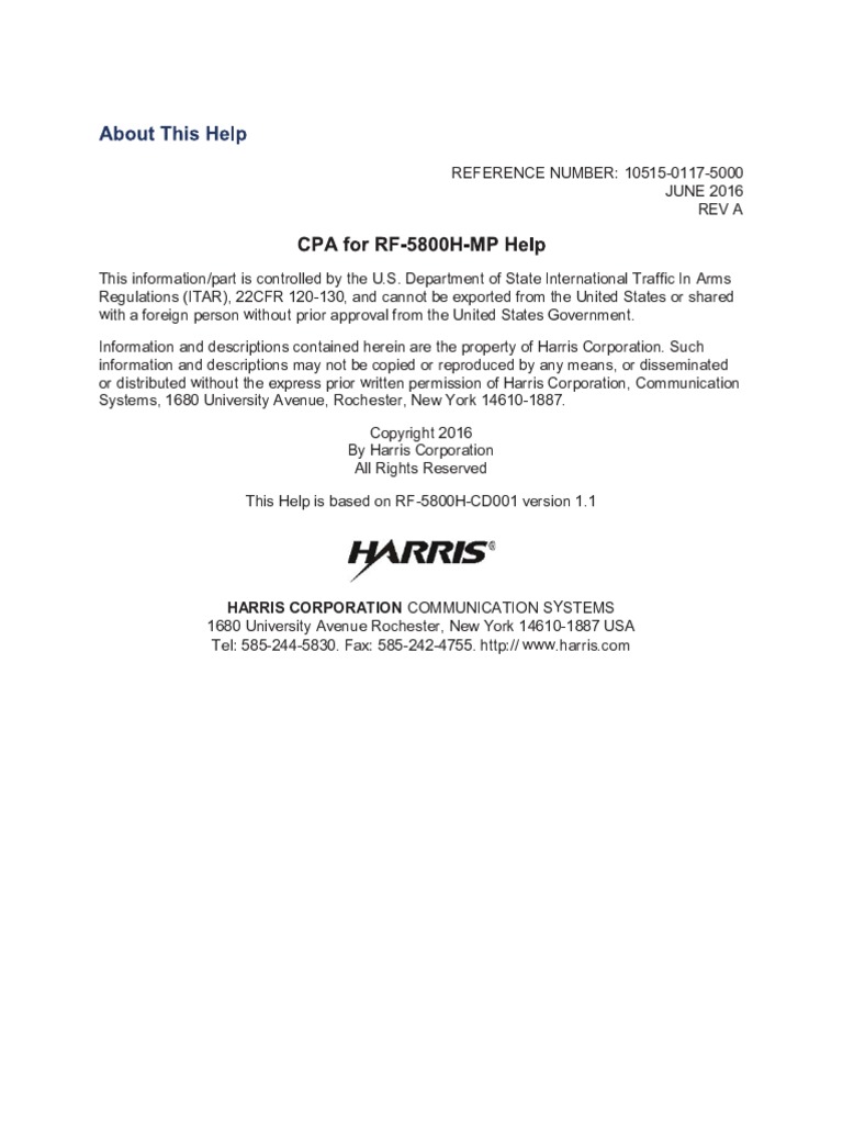 CPA For RF-5800H-MP v1.1 Application Manual | PDF