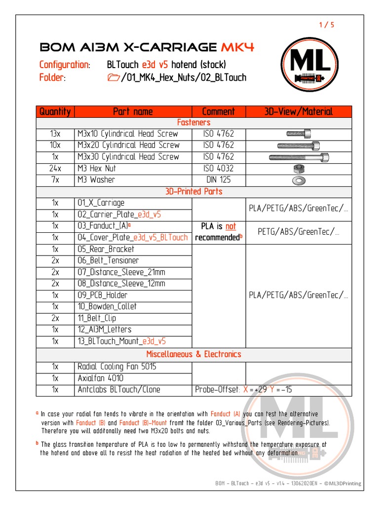 00 Instructions BLTouch E3d v5 | PDF | Screw | Applied And ...