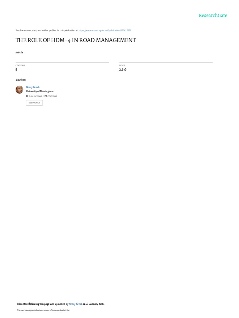 The Role of HDM-4 in Road Management | PDF | Road | Databases
