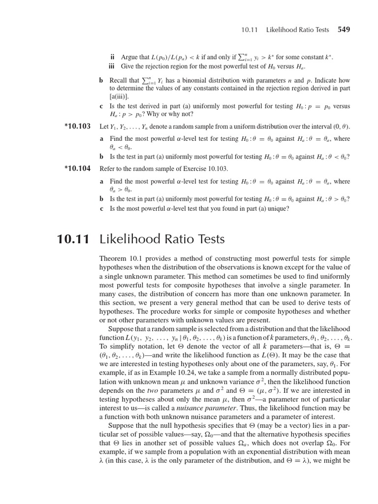 Likelihood Ratio Tests Pdf Statistical Hypothesis Testing Normal Distribution