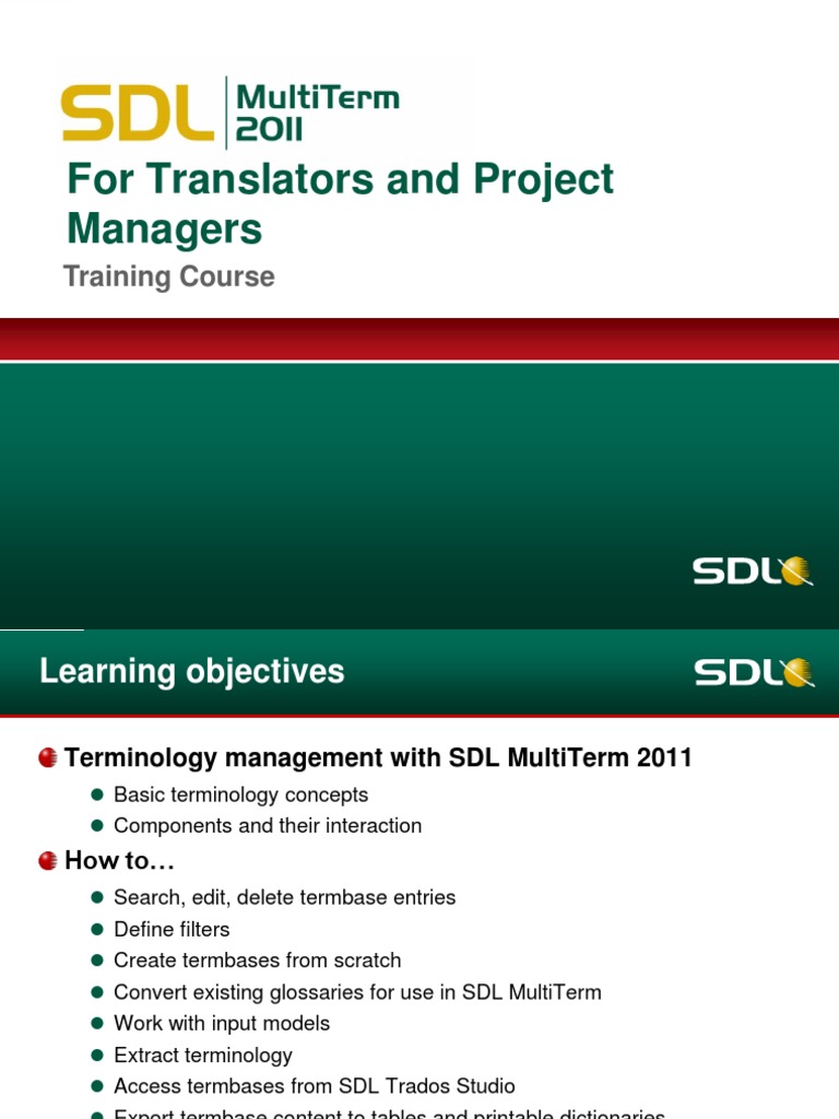 SDL MultiTerm 2011 Presentation 3 | PDF | Microsoft Excel | Computing