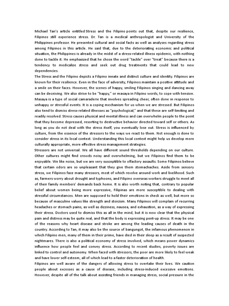 Understanding Stress Through A Filipino Lens: Cultural Factors That ...