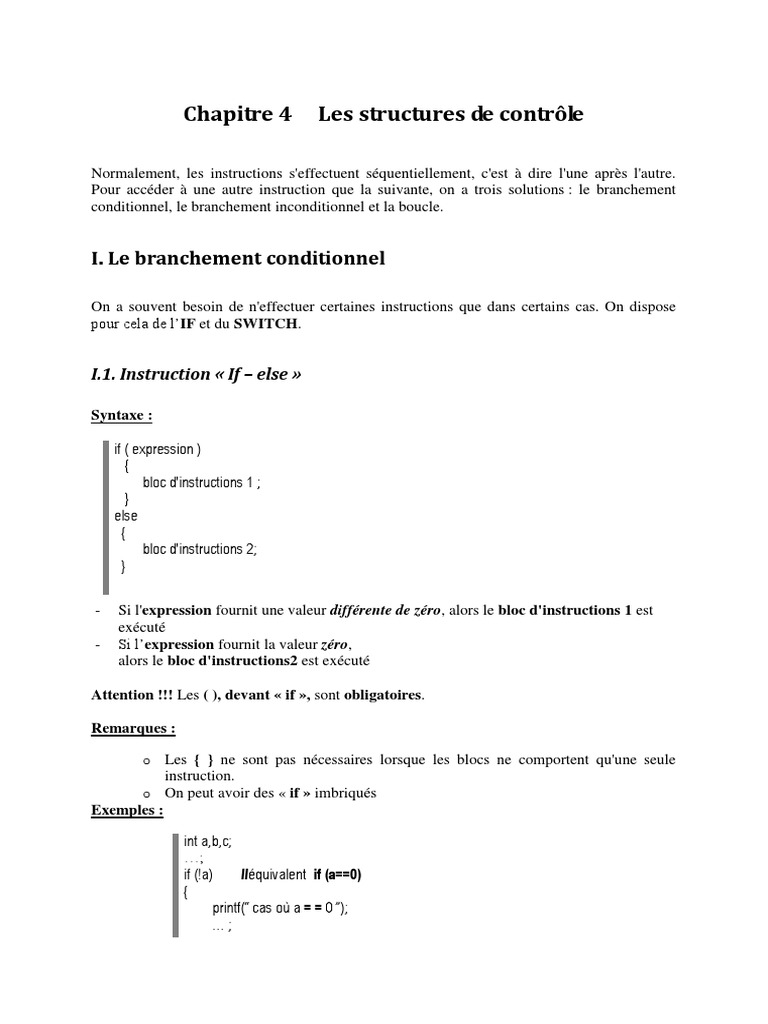 Structures de contrôle en programmation | PDF | Structure de contrôle ...