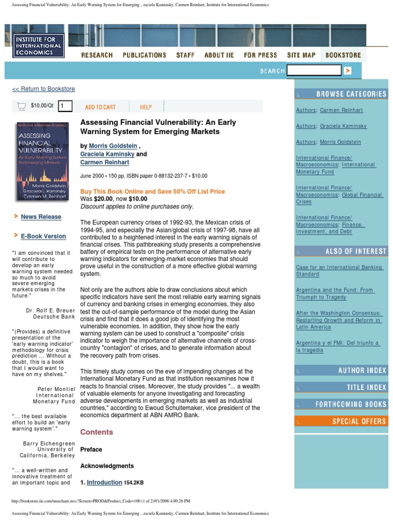 Assessing Financial Vulnerability An Early Warning System For Emerging ...