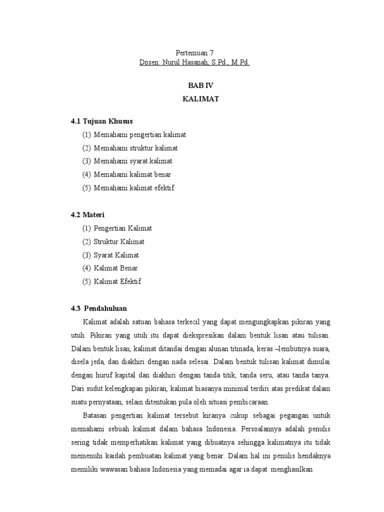 Pertemuan 7. Kalimat Baku | PDF