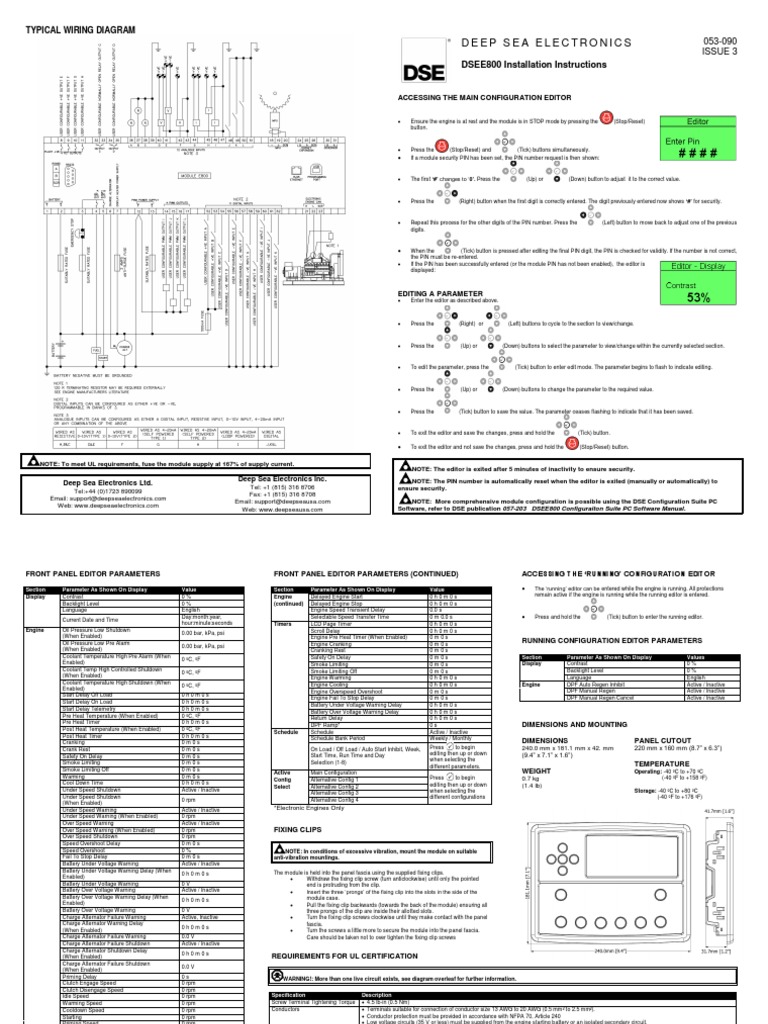 Deep Sea Electronics: DSEE800 Installation Instructions | PDF | Personal Identification Number ...