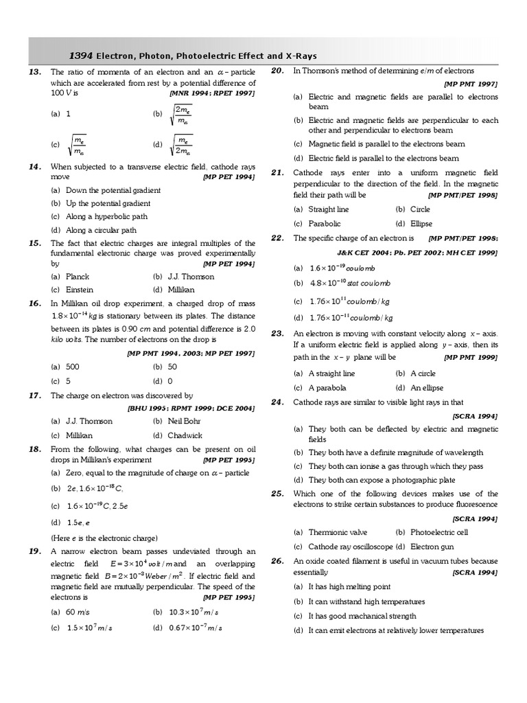 02-Electron, Photon, PEE-sub-1, 2, 3 and 4 | PDF | Electron | Electronvolt