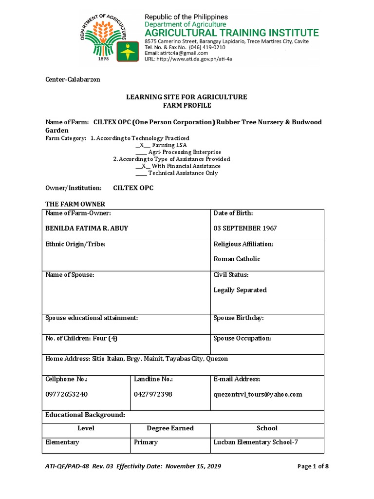 Learning Site For Agriculture: Farm Profile | PDF | Plant Nursery | Trees