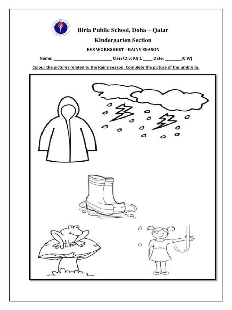 Rainy Season Worksheet for Kindergarten | PDF | Teaching Methods ...
