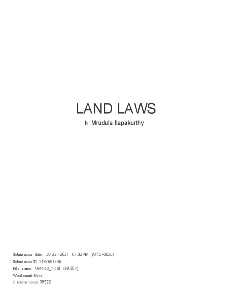 Land Laws Mrudula Ilapakurthy Sem Ix 2016062 Researchpaper | PDF