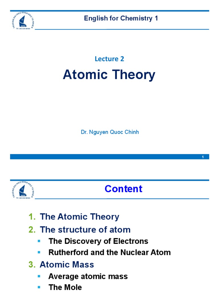 2 Slide Lesson 3 AVCN1 Atomic Theory | PDF | Mole (Unit) | Atomic Nucleus