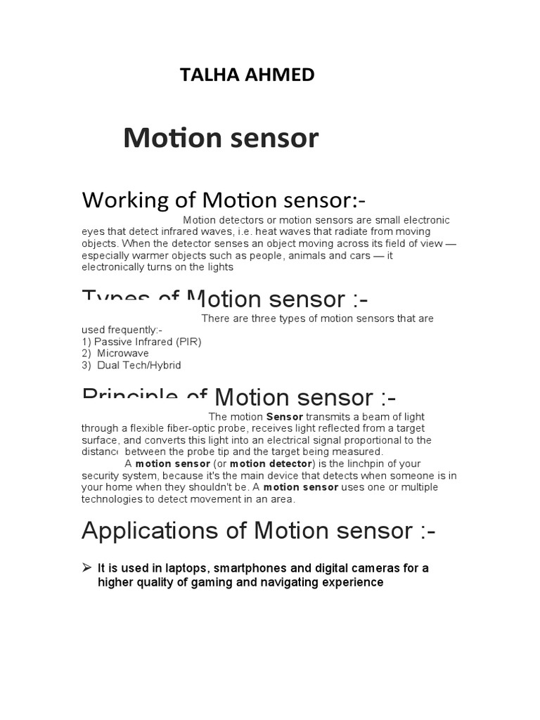 Working of Motion Sensor | PDF