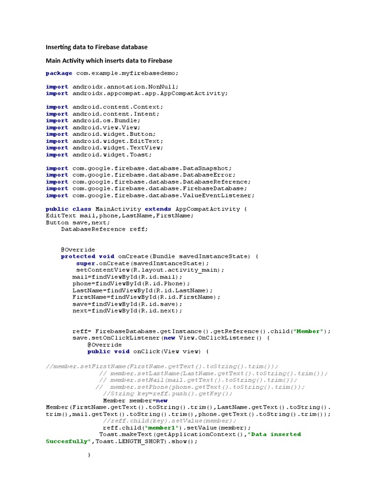 Inserting Data To Firebase Database | PDF | Android (Operating System ... Inserting Data To Firebase Database | PDF | Android (Operating System ...