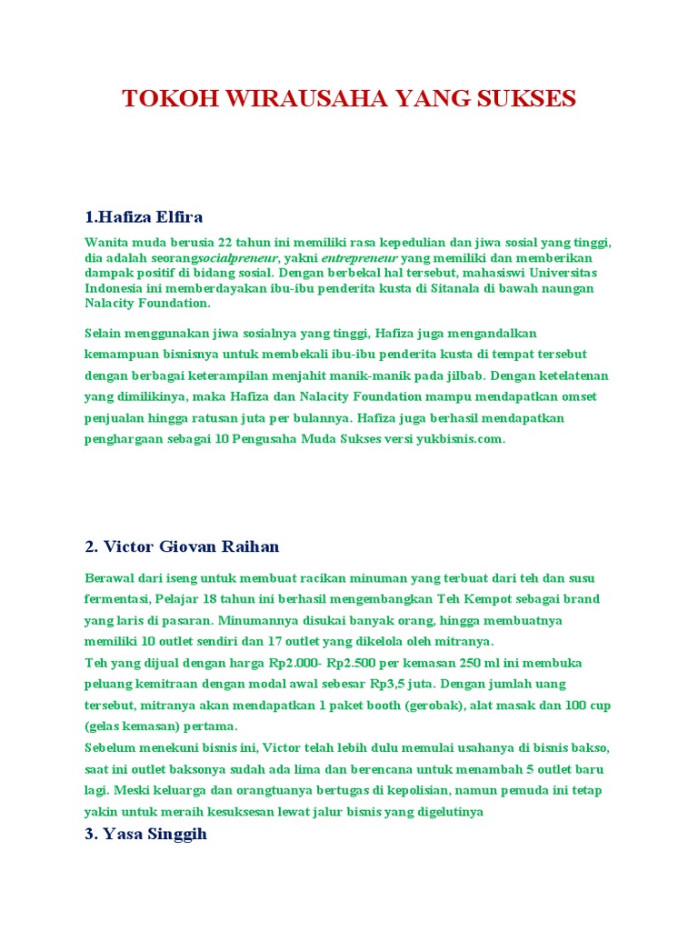 Tokoh Wirausaha Yang Sukses | PDF | Bisnis | Gaya Hidup