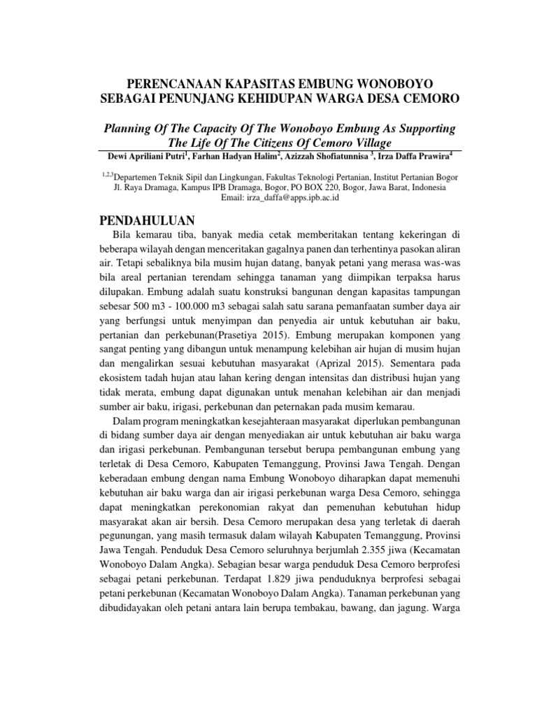 Bangunan Hidrolika - Embung | PDF