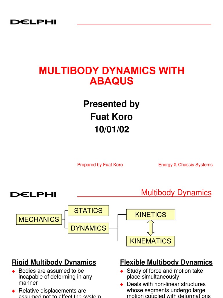 Multibody Dynamics With Abaqus | PDF | Force | Kinematics