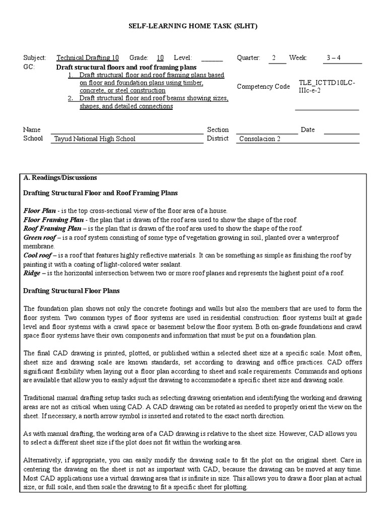 Self-Learning Home Task (SLHT) | PDF | Computer Aided Design | Roof