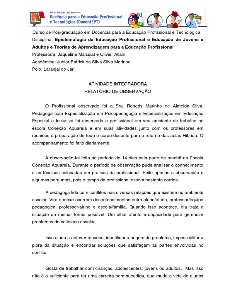 Atividade Integradora | PDF | Pedagogia | Aprendizado