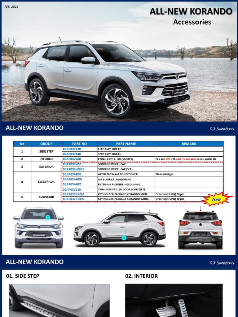 Accessory - All New Korando-20210201 | PDF | Manufactured Goods | Motor ...