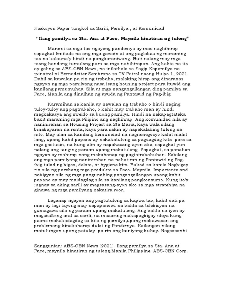 Reaksyon Paper Tungkol Sa Daigdig at Bansa | PDF