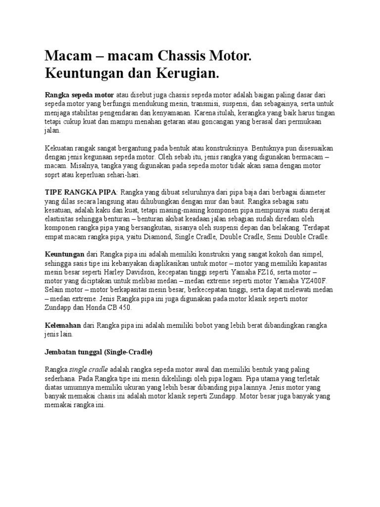 Macam2 Rangka Sepeda Motor | PDF