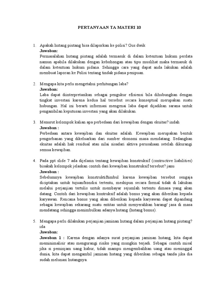 Pertanyaan Materi 10 | PDF