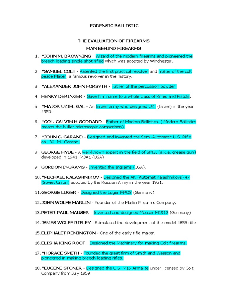 Forensic Ballistics Overall Notes | PDF | Firearms | Gun Barrel
