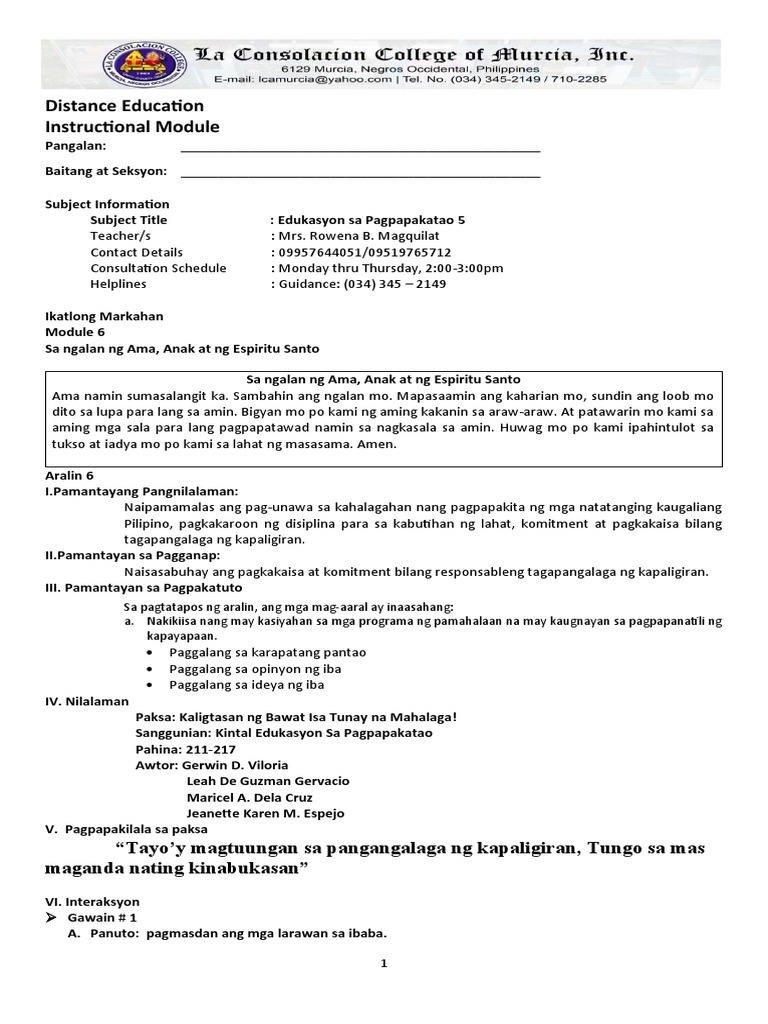 3rd Grading Module 6 ESP | PDF