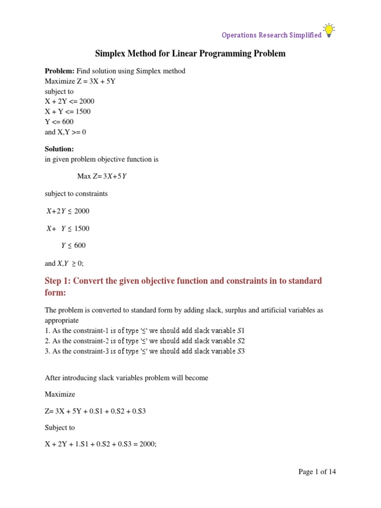 LPP Maximization Simplex Method | PDF | Mathematical Optimization ... LPP Maximization Simplex Method | PDF | Mathematical Optimization ...