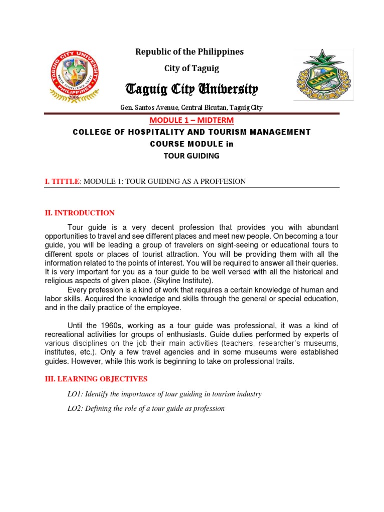 Lesson 1 Introduction To Tour Guiding | PDF | Tourism | Empathy