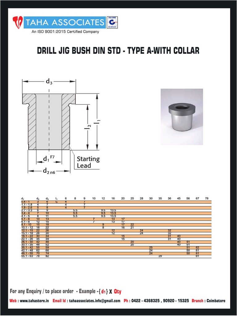Taha Associates. Din STD Drill Bush | PDF