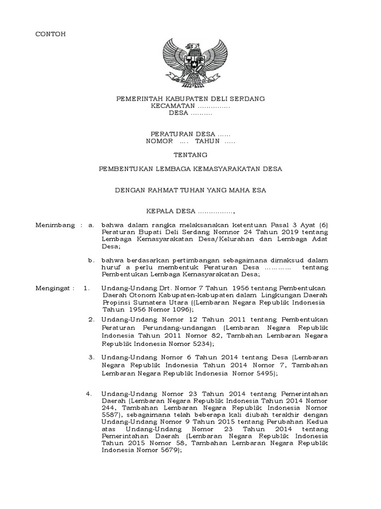 CONTOH Perdes Yang Benar | PDF