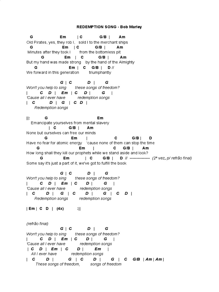REDEMPTION SONG - Bob Marley | PDF