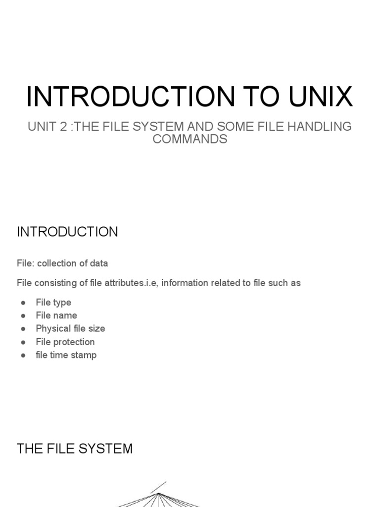 Introduction To Unix Unit 2the File System And Some File Handling Commands Pdf Zip File 